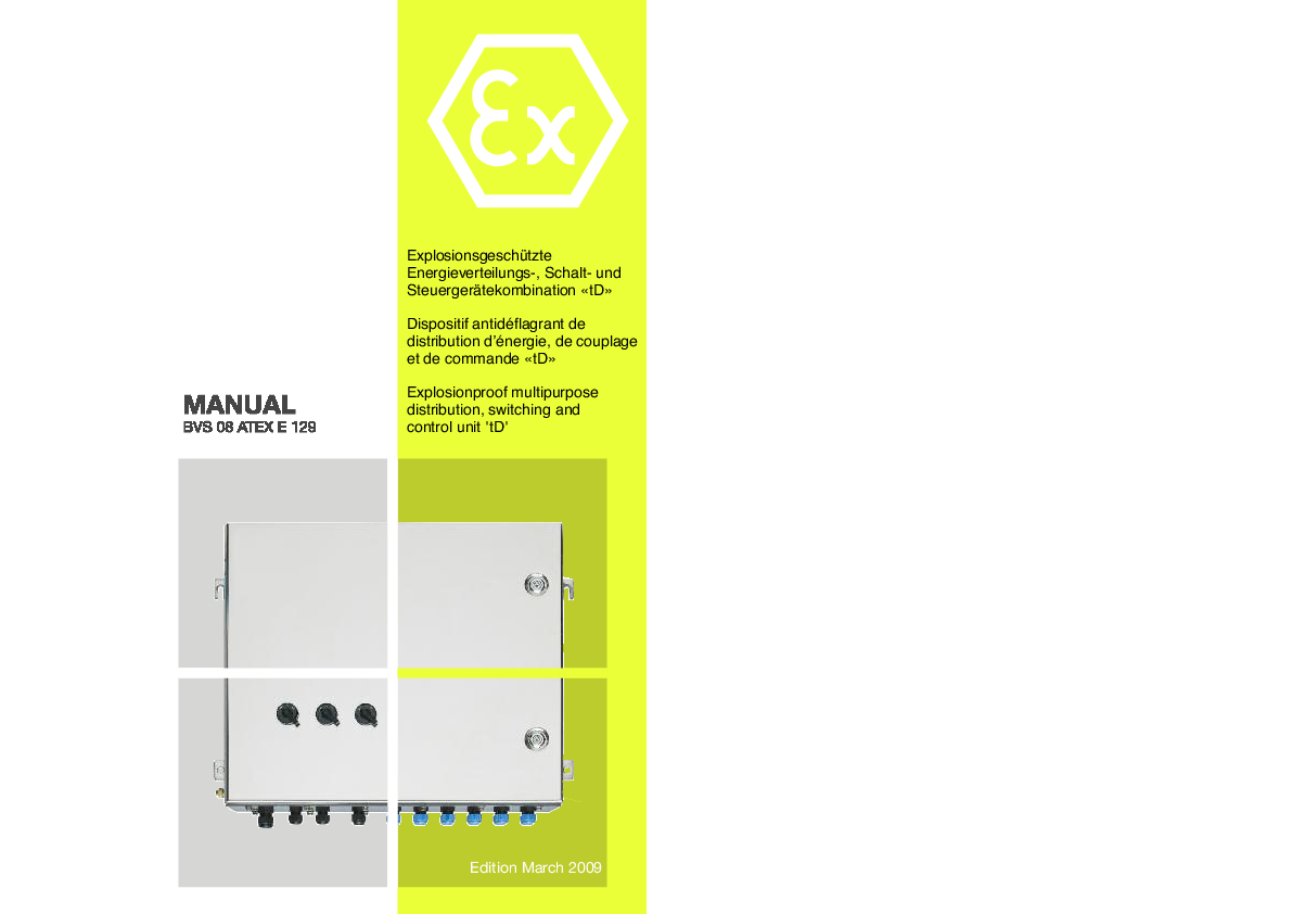 Manual BVS 08 ATEX E 129 -Switchgear Assemblies SAtD | thuba Ltd.
