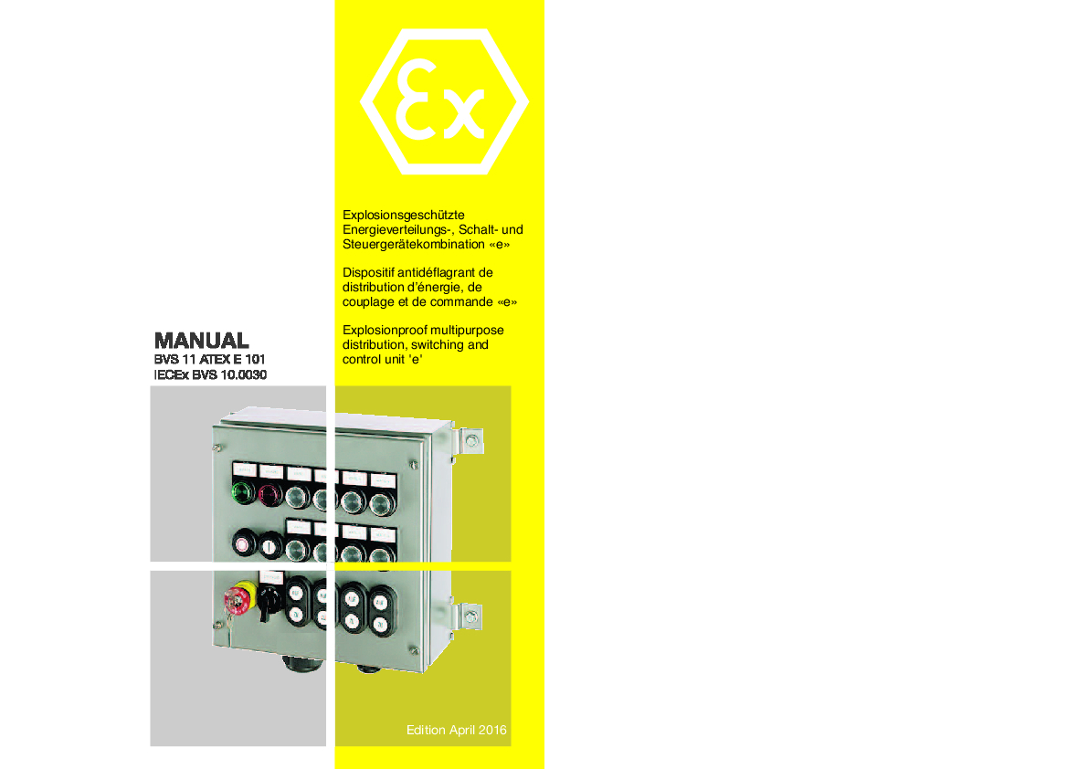 Manual BVS 11 ATEX E 101 - Switchgear Assemblies SAeb | thuba Ltd.