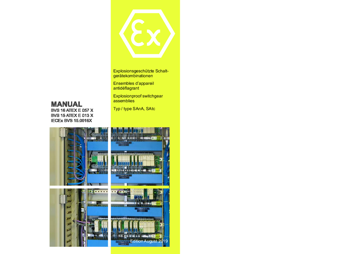 Manual BVS 16 ATEX E 067 / BVS 15 ATEX E 013 X - Switchgear Assemblies ...