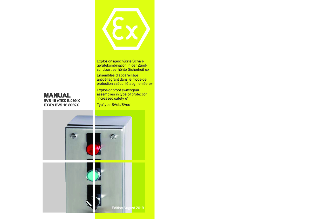 Manual BVS 18 ATEX E 069 X - Switchgear Assembly SAeb/SAec | thuba Ltd.