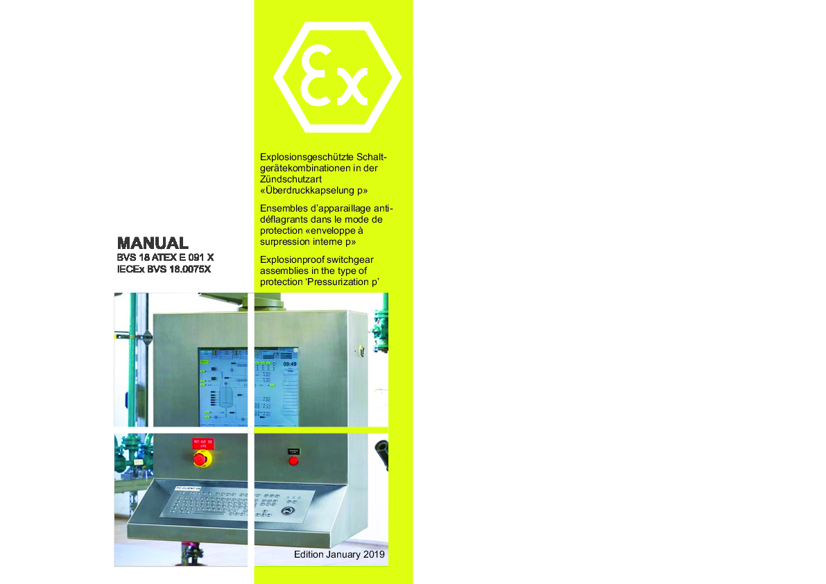 Manual BVS 18 ATEX E 091 X - Switchgear Assemblies SApxb/SApzc | thuba Ltd.