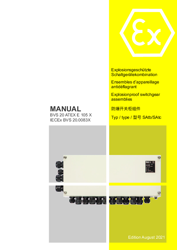 Manual BVS 20 ATEX E 105 X - Schaltgerätekombination SAtb/SAtc | thuba AG