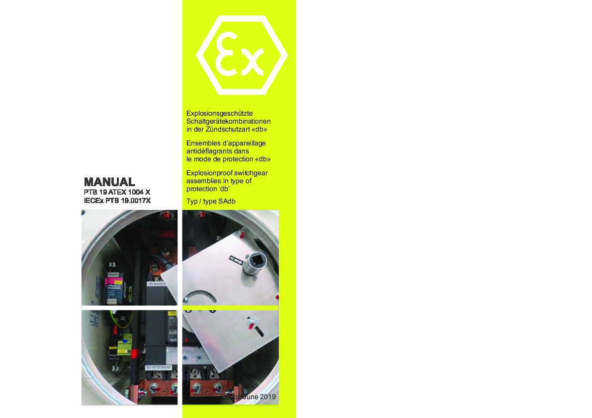 Manual PTB 19 ATEX 1004 X - Switchgear Assemblies SAdb | thuba Ltd.